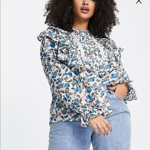 River Island | Tops | Nwt River Island Ditsy Floral Ruffle Blouse 2 ...